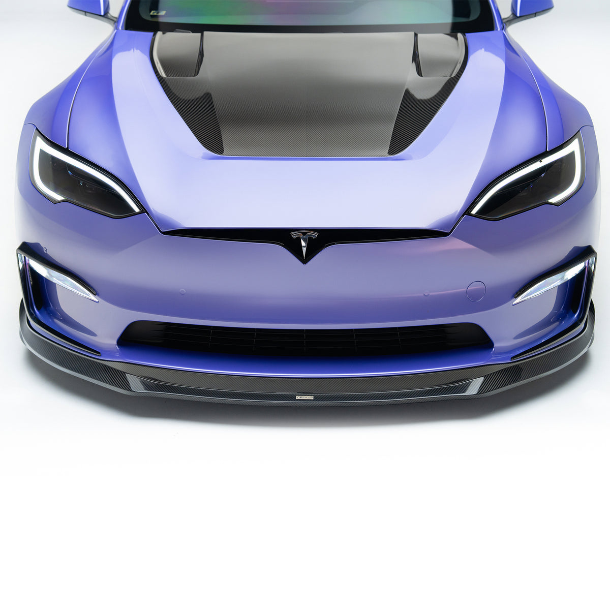 VRS Tesla Model S Plaid Aero Front Spoiler Carbon Fiber PP 2X2 Glossy ...