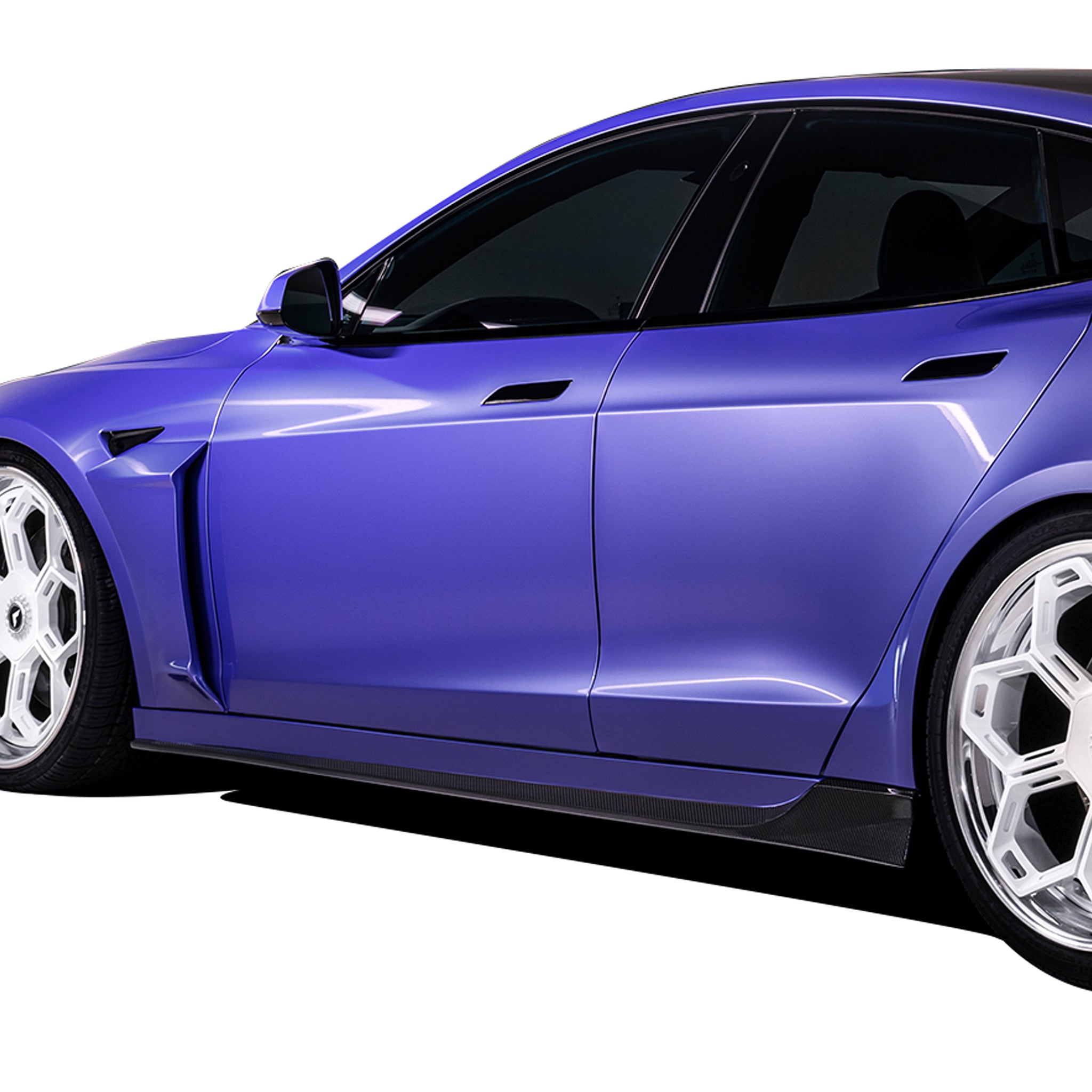 VRS Tesla Model S Plaid Aero Side Skirts Carbon Fiber PP 2x2 Glossy